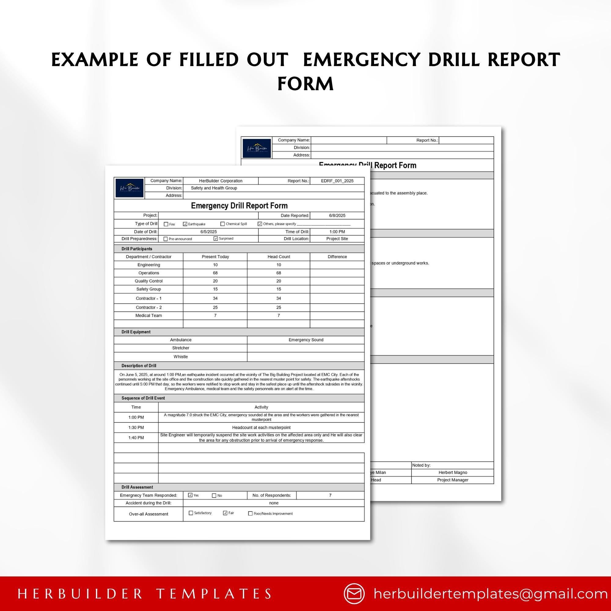 Emergency Drill Report Form, Drill Evaluation Report, Emergency ...