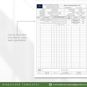 Insulation Resistance Test Form, Electrical Insulation Test, Electrical ...