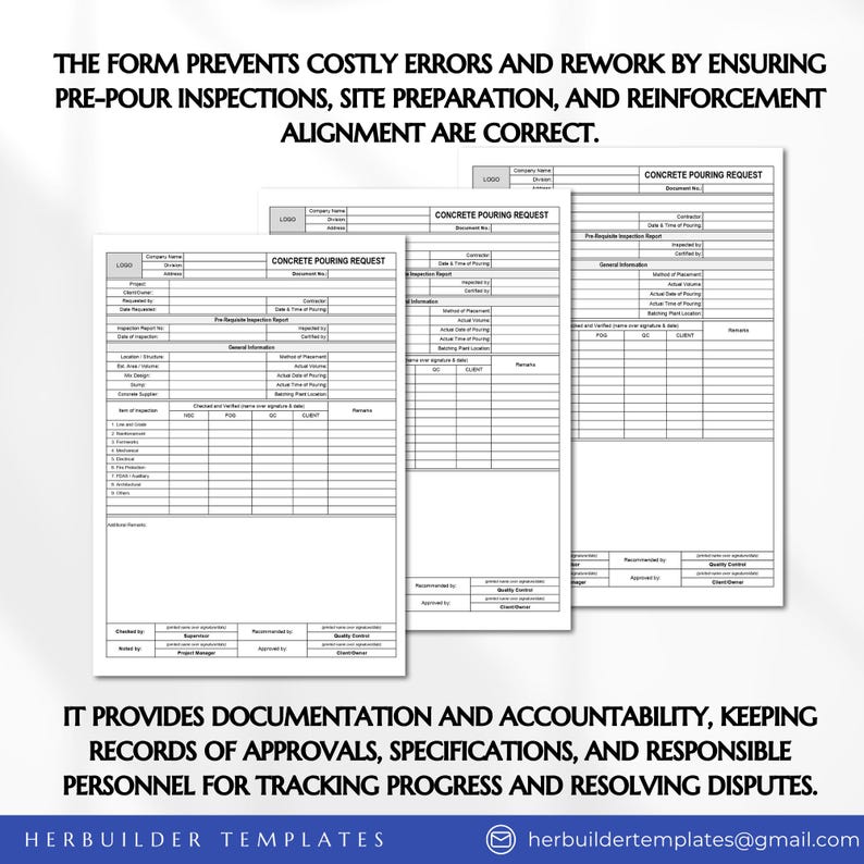 Concrete Pouring Request Form, Pouring Request Agreement, Concreting ...