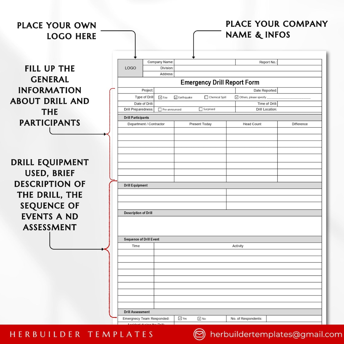 Emergency Drill Report Form, Drill Evaluation Report, Emergency ...