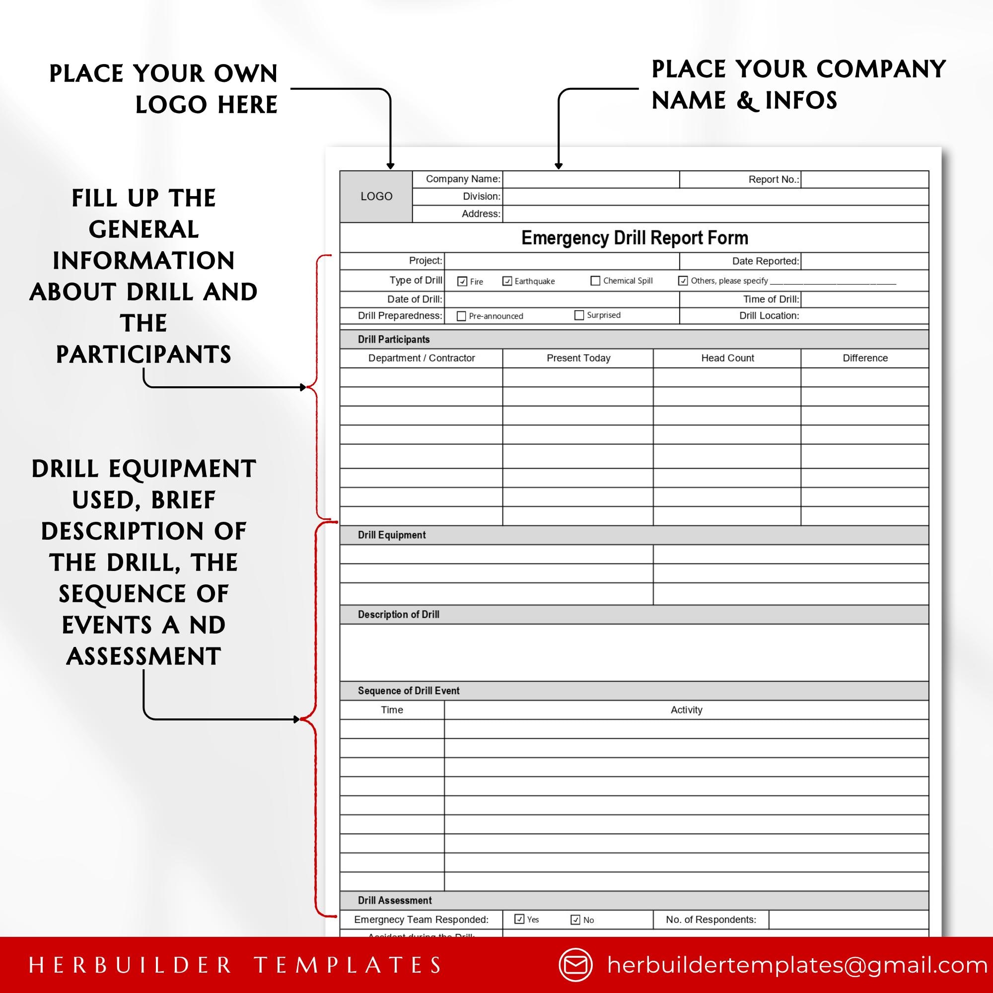 Emergency Drill Report Form, Drill Evaluation Report, Emergency ...