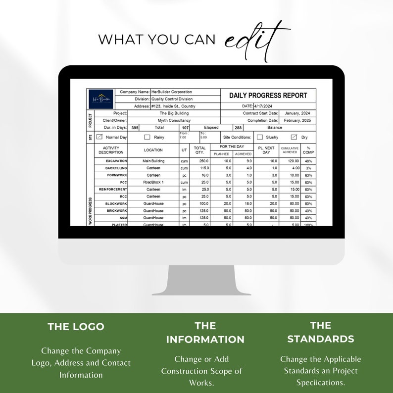 Construction Daily Progress Report Form, Daily Construction Work ...