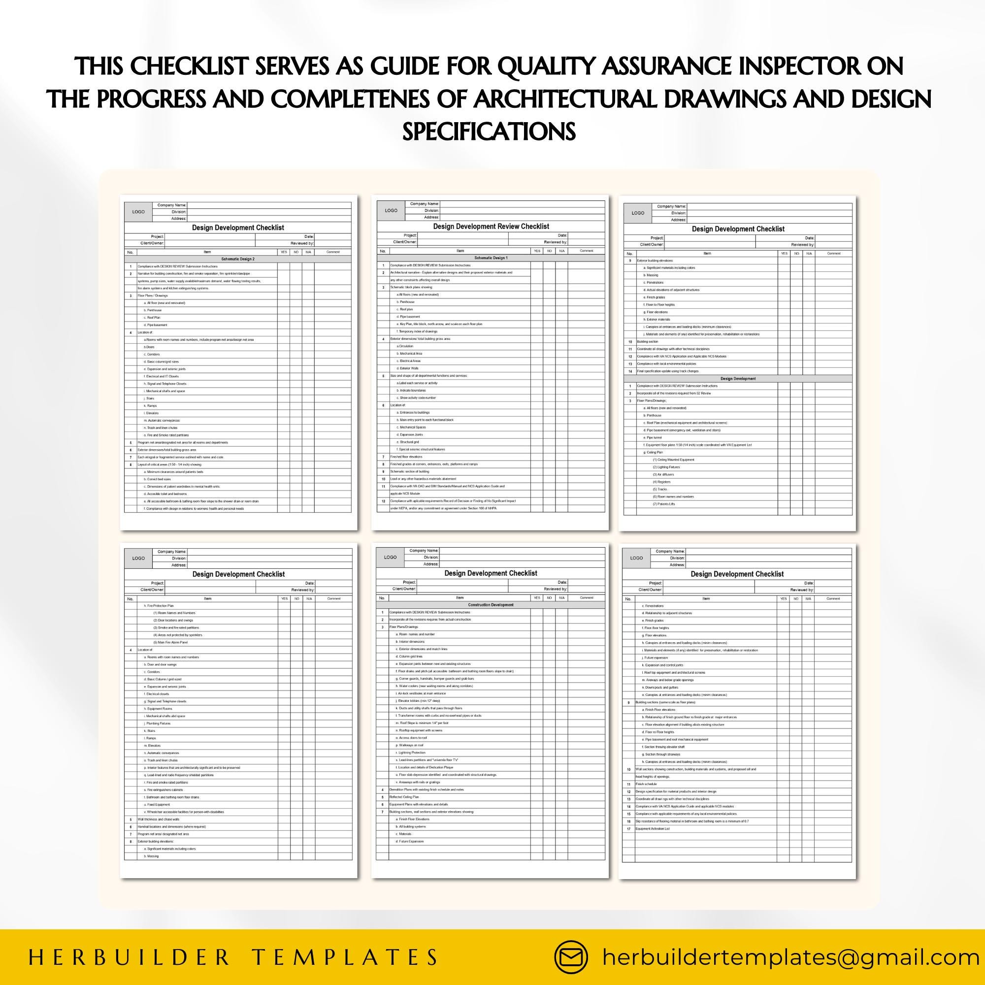 Design Development Review Checklist, Drawing Checklist, Design Progress ...