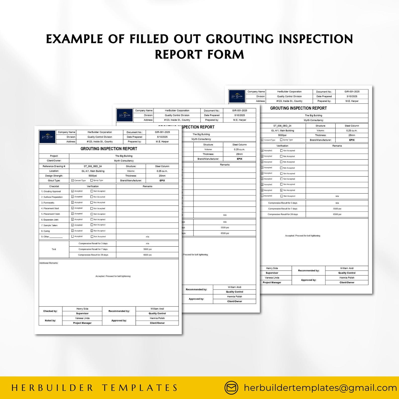 Grouting Inspection Report Form, Steel Structure Grouting, Grouting ...