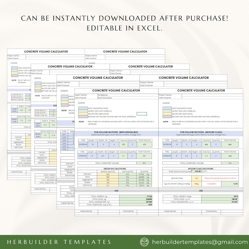 Concrete Estimate Calculator, Project Estimate Template, Construction ...