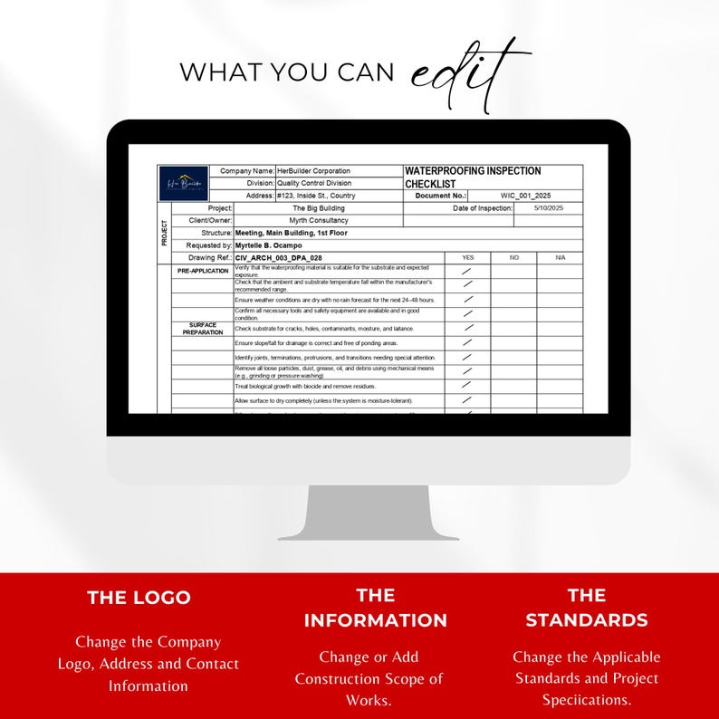 Waterproofing Inspection Checklist, Liquid Waterproofing Report ...