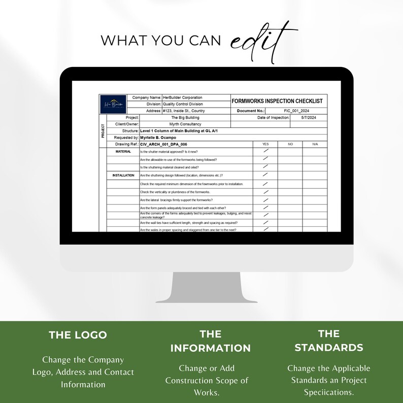 Formworks Inspection Checklist, Shutter Inspection, Formworks Before ...