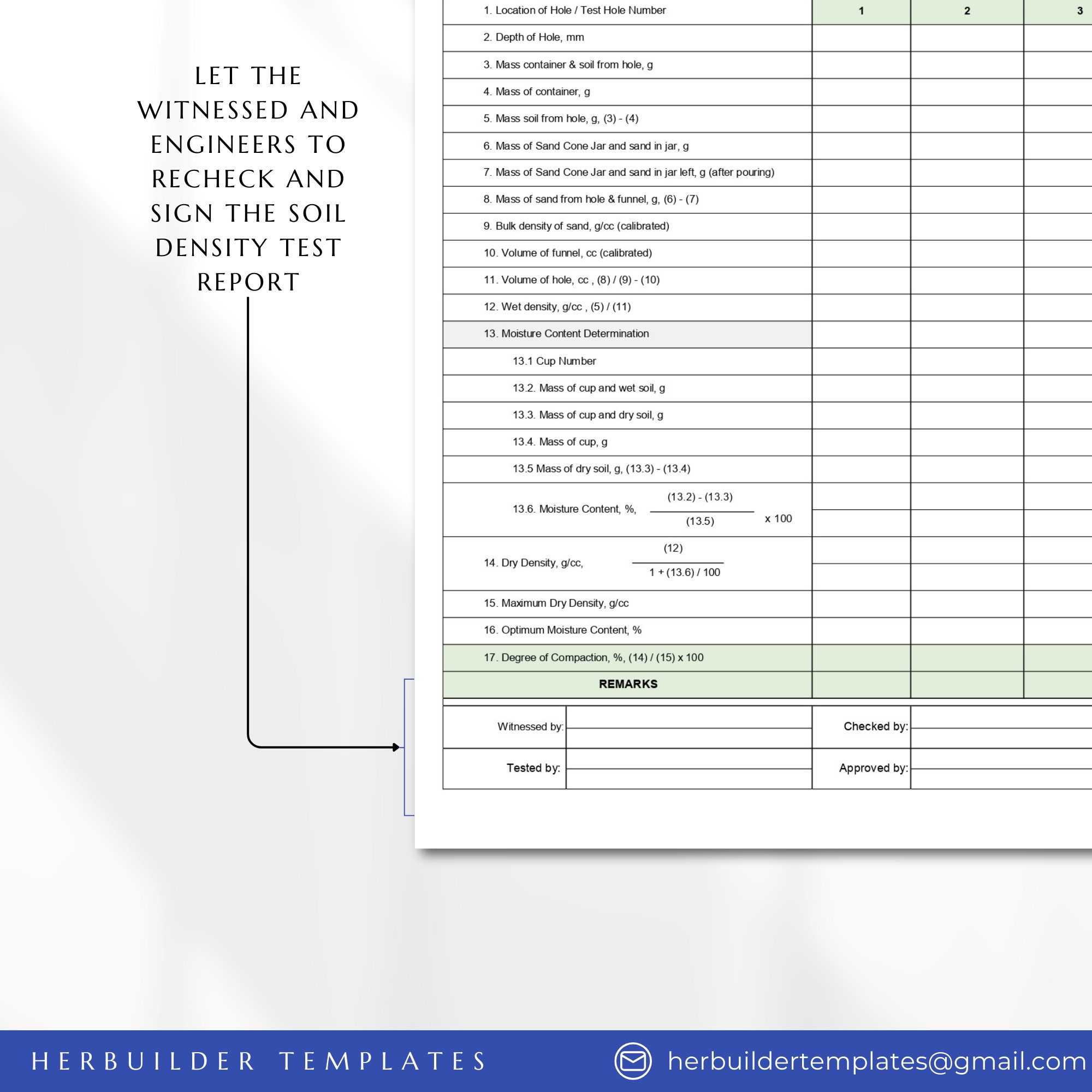 Field Density Test Report, Sand Cone Method Test, Soil Density ...
