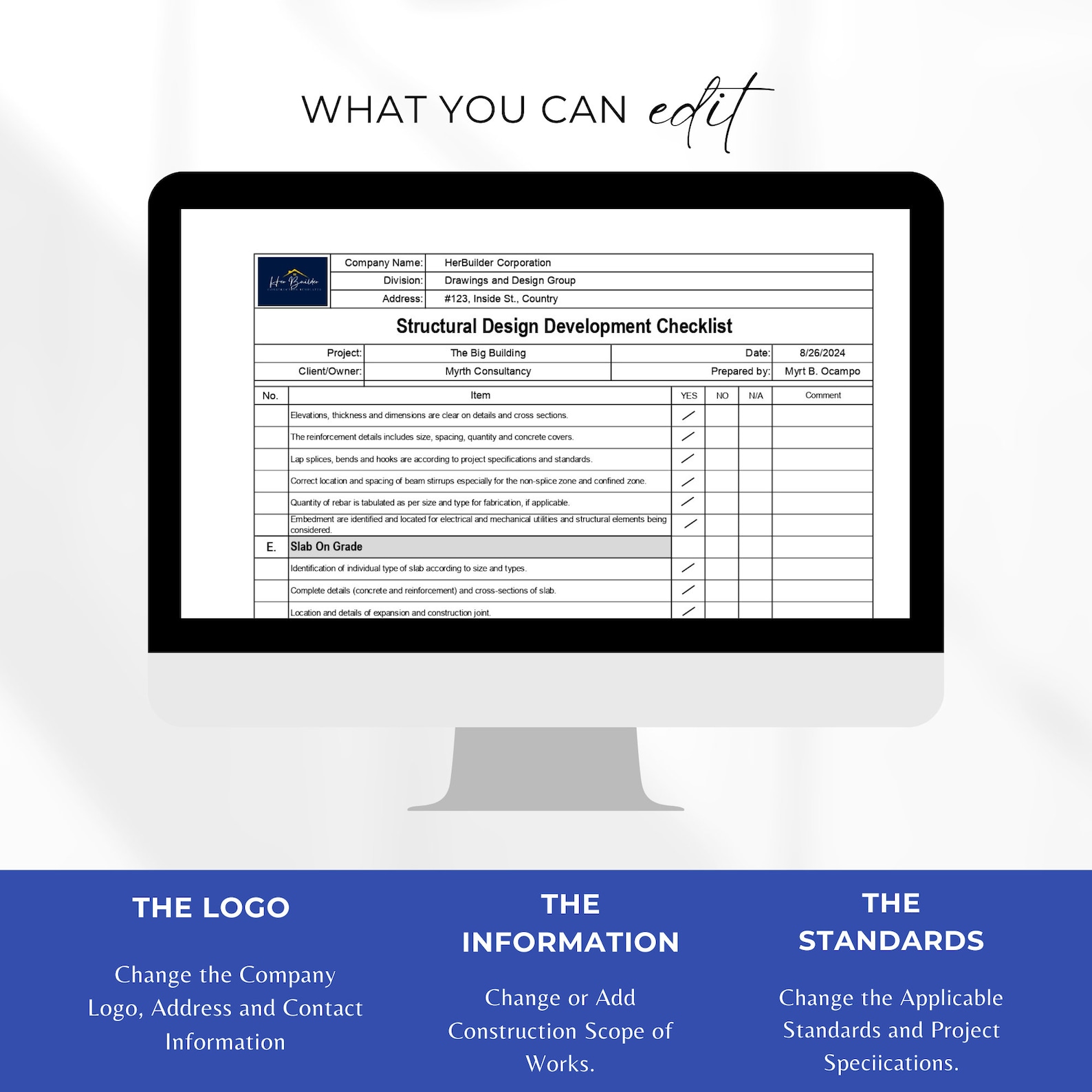 Structural Design Development Checklist, Drawing Checklist, Design ...