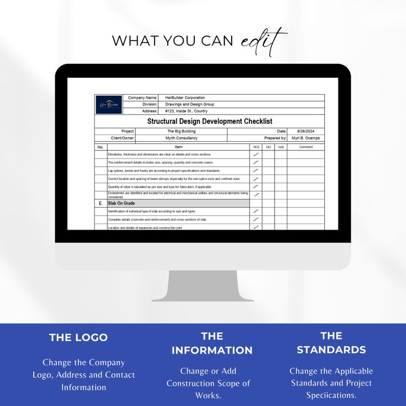 Structural Design Development Checklist, Drawing Checklist, Design ...