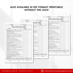 Working at Heights Inspection Checklist for Construction, Safety at ...