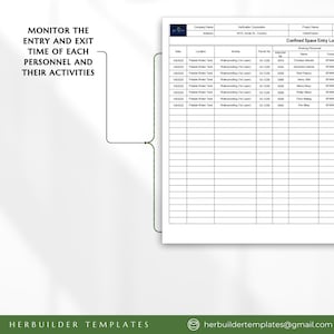 Confined Space Entry Log, Confine Space Entry Register, Log-in and Out ...