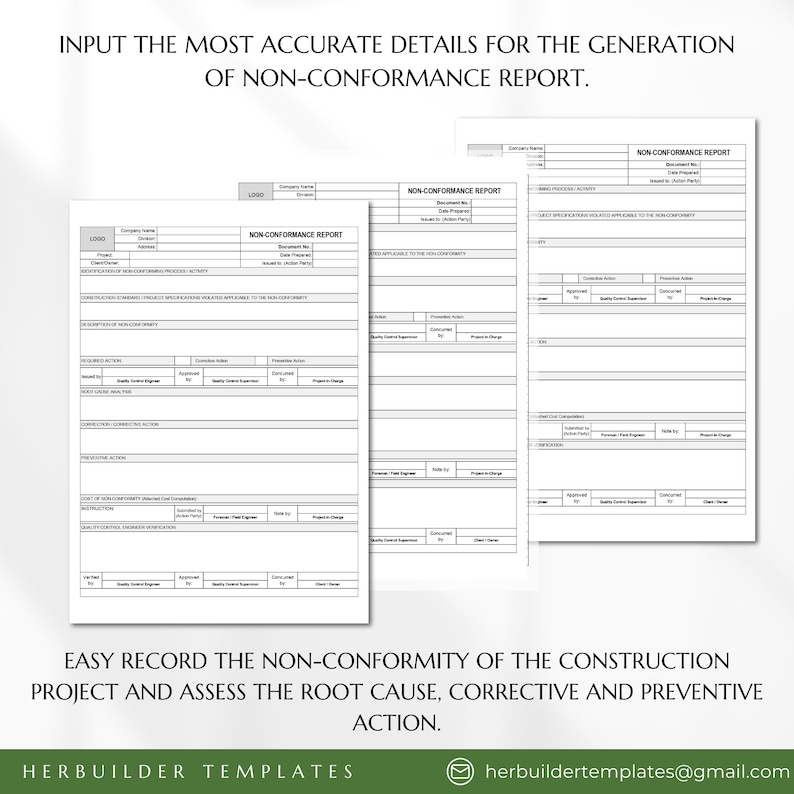 Non-conformance Report for Construction, Non-conformity Report, Quality ...