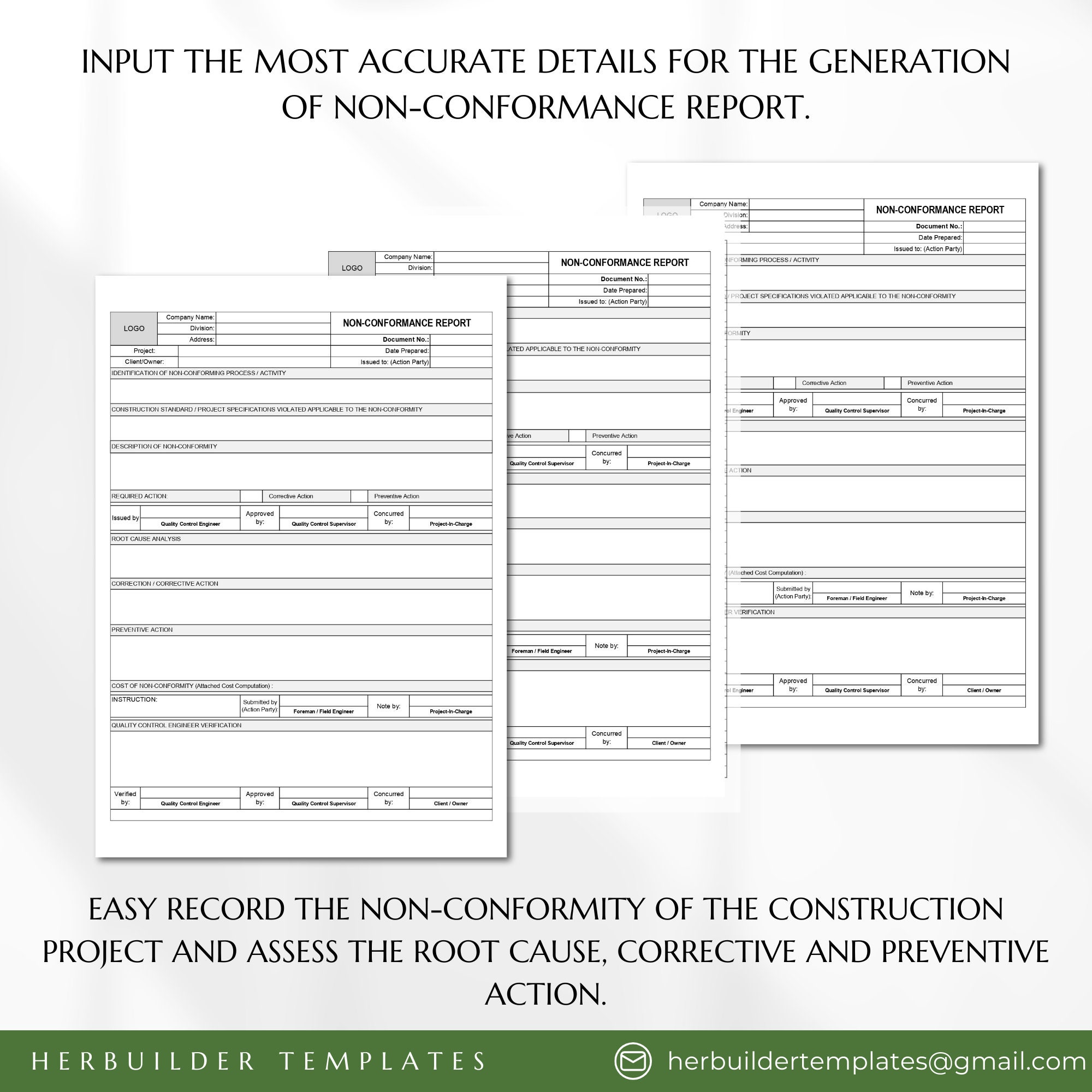 Non-conformance Report for Construction, Non-conformity Report, Quality ...
