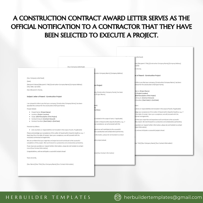 Contract Award Letter Format, Contract Form, Construction Project Award ...
