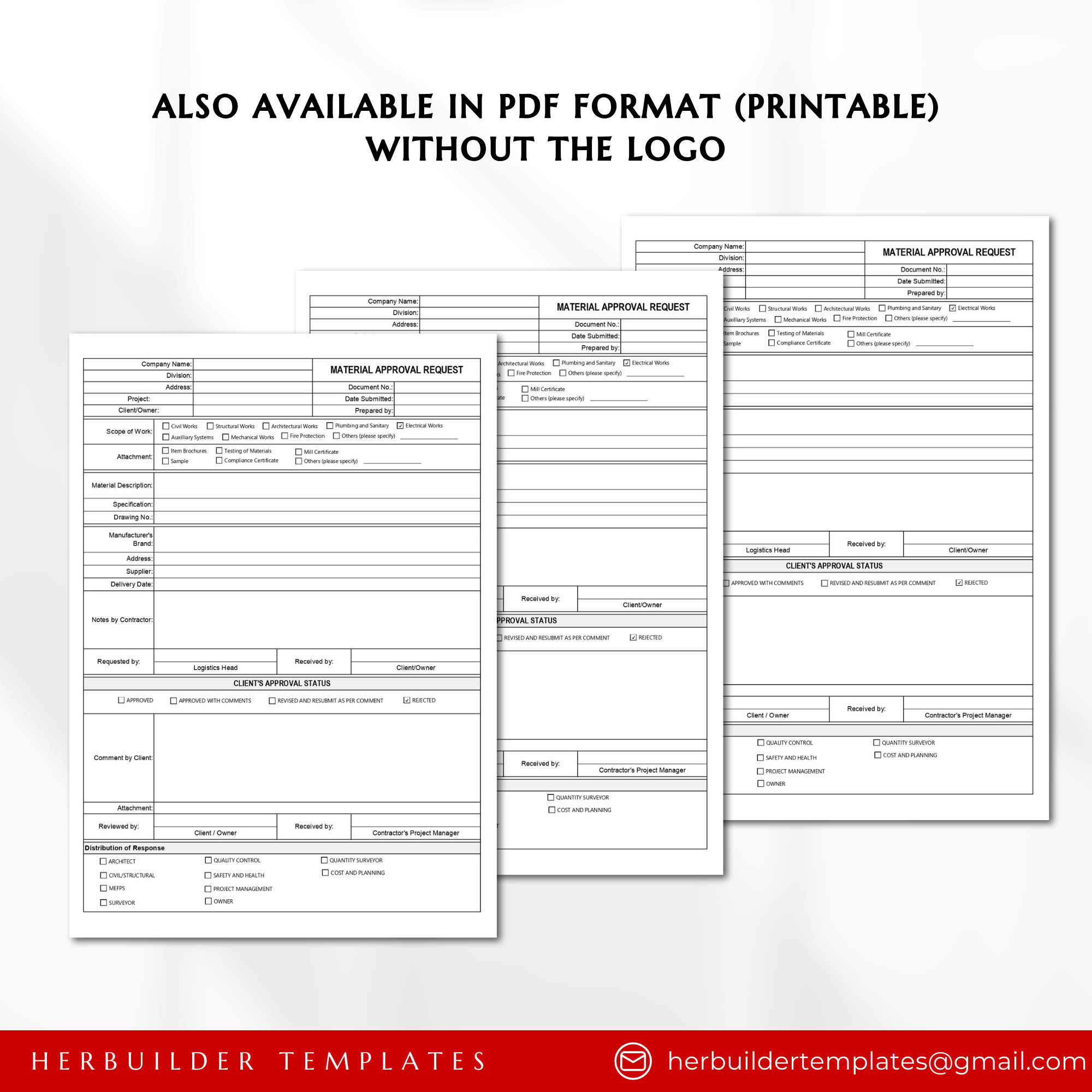 Material Approval Request Form, Construction Material Approval Form ...