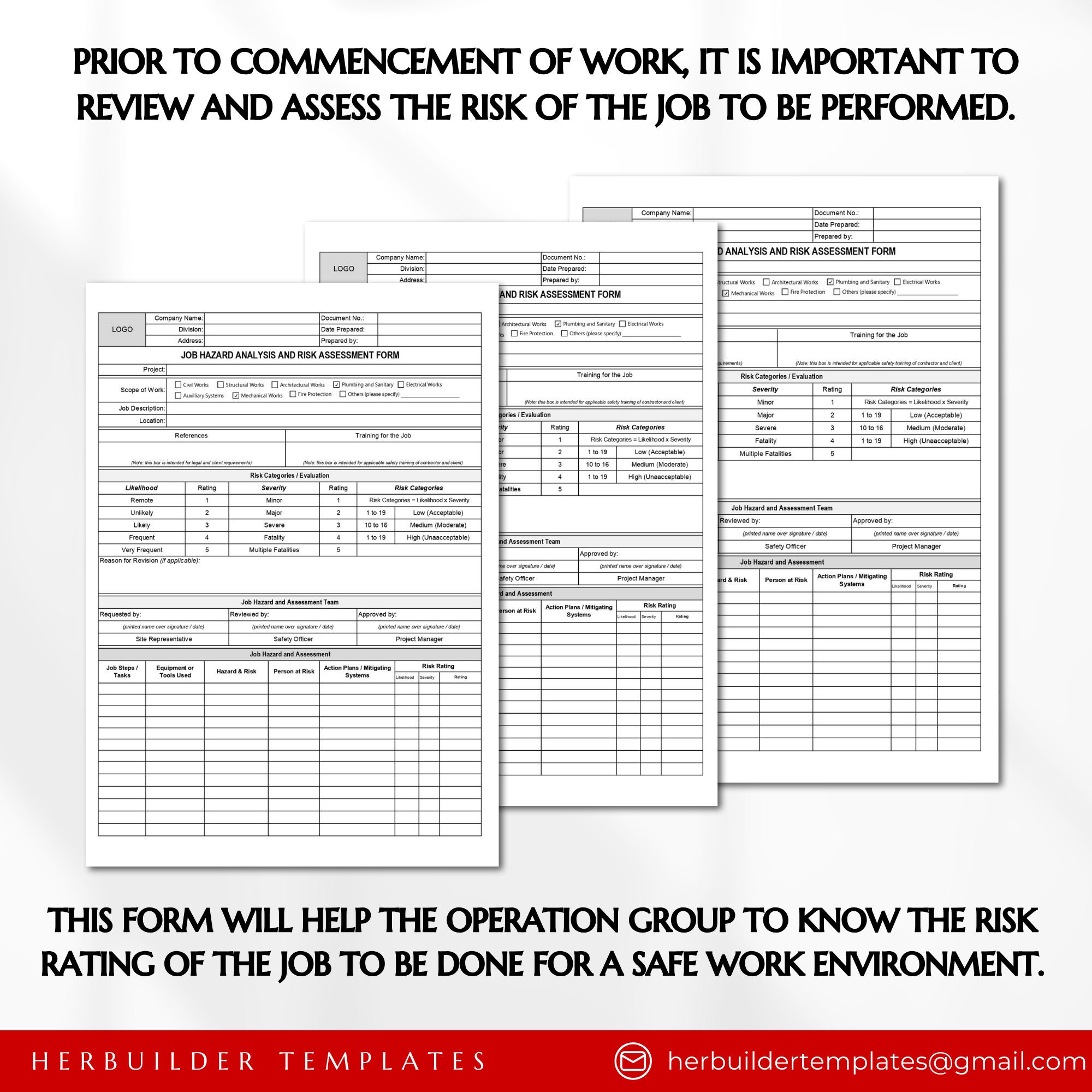 Job Hazard Analysis and Risk Assessment, Construction Site Safety ...