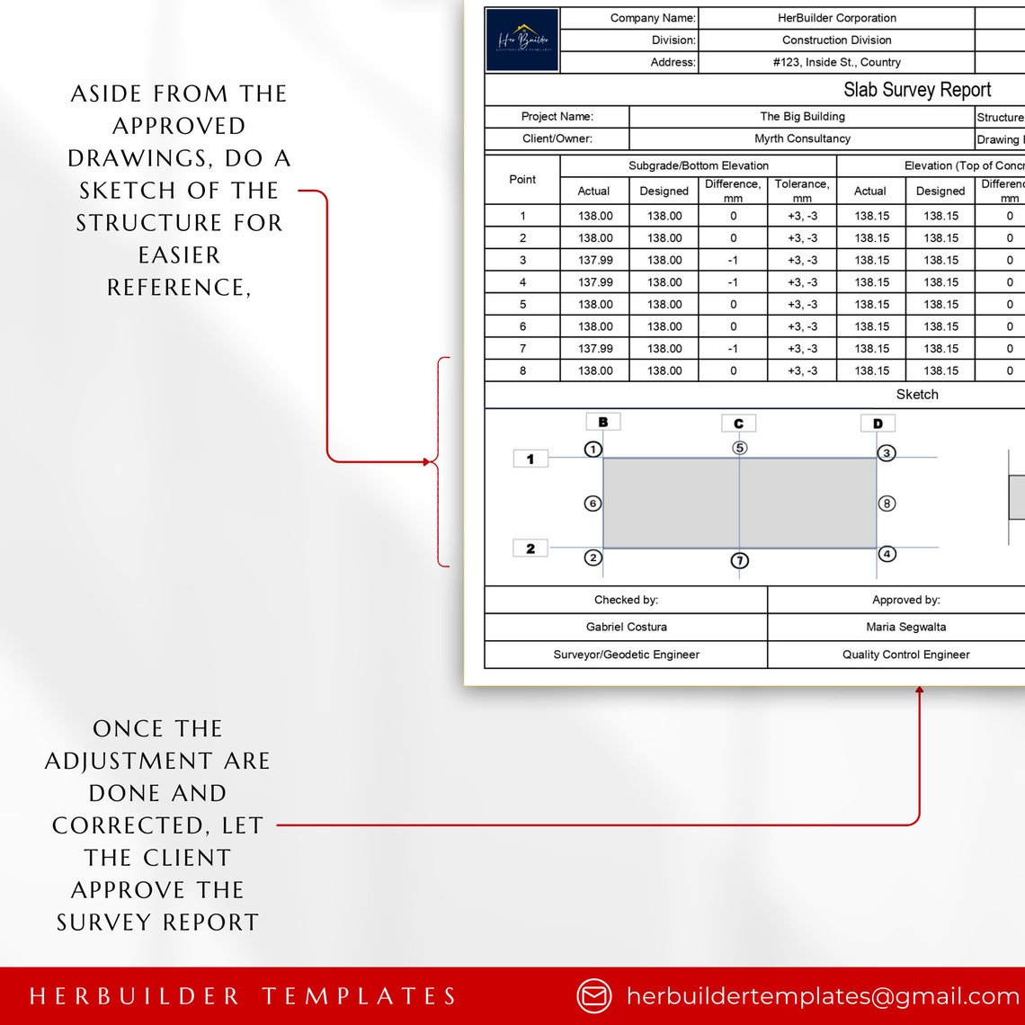 Survey Report Form for Slab, Survey Report for Slab on Grade and ...