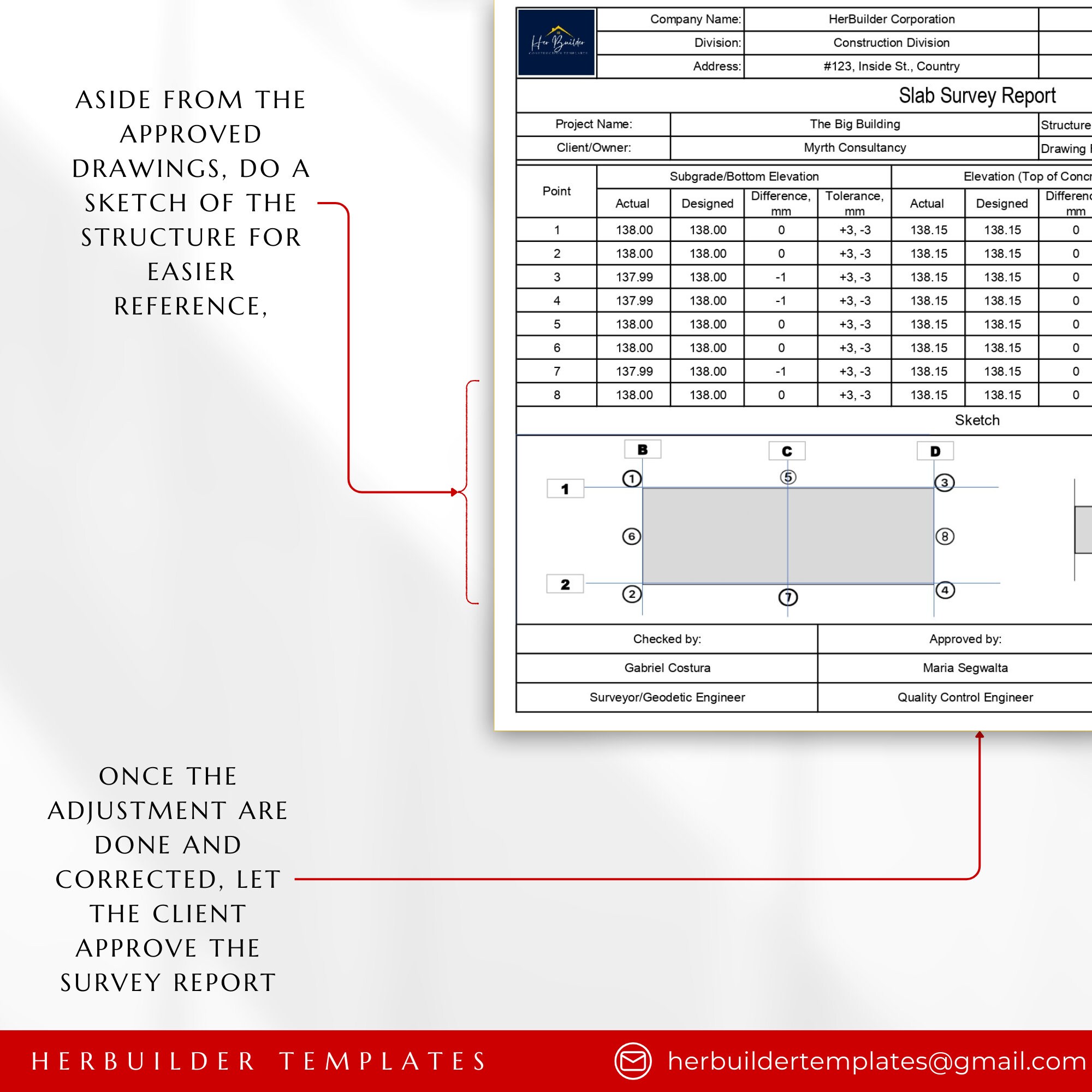 Survey Report Form for Slab, Survey Report for Slab on Grade and ...