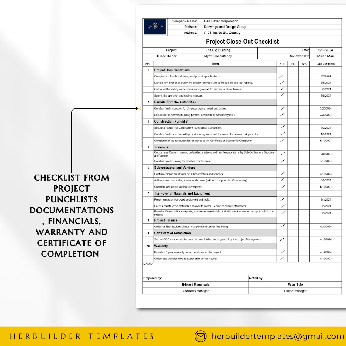 Project Close-out Checklist, Project Completion Form, Certificate of Project Completion, Project ...