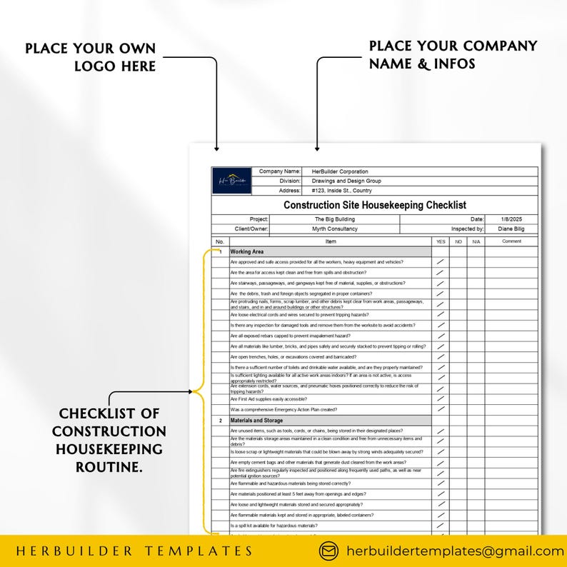 Construction Site Housekeeping Checklist, Safe Housekeeping Forms ...