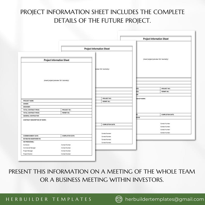 Construction Project Information Sheet, Project Details Sheet, Project ...