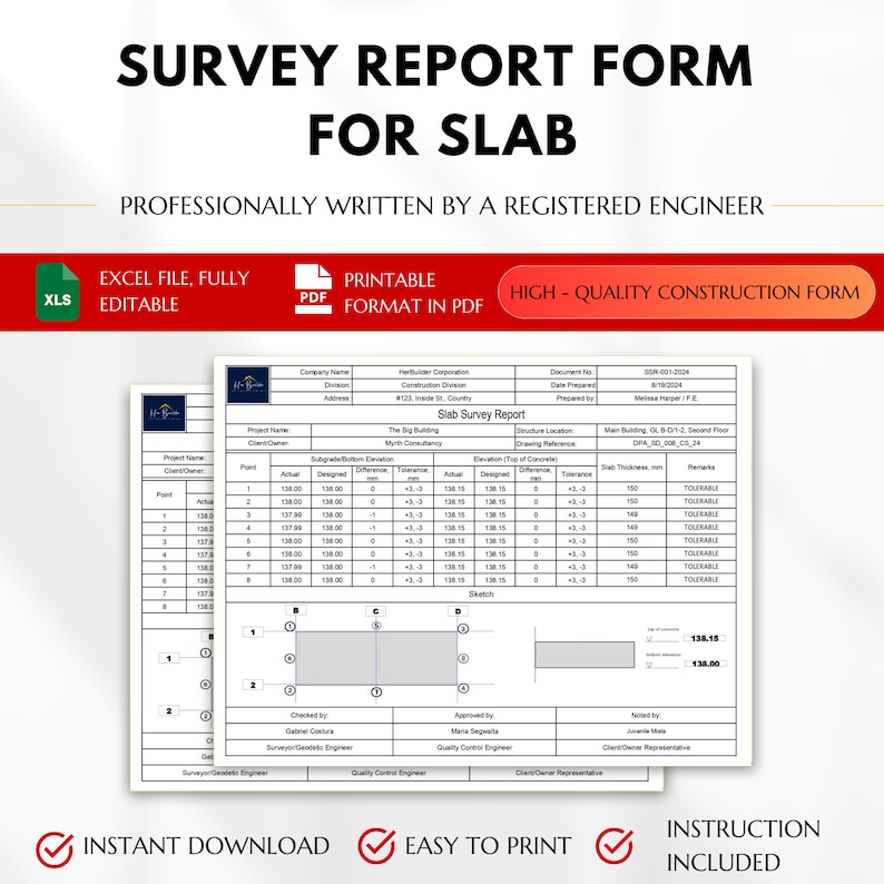 Survey Report Form for Slab, Survey Report for Slab on Grade and ...