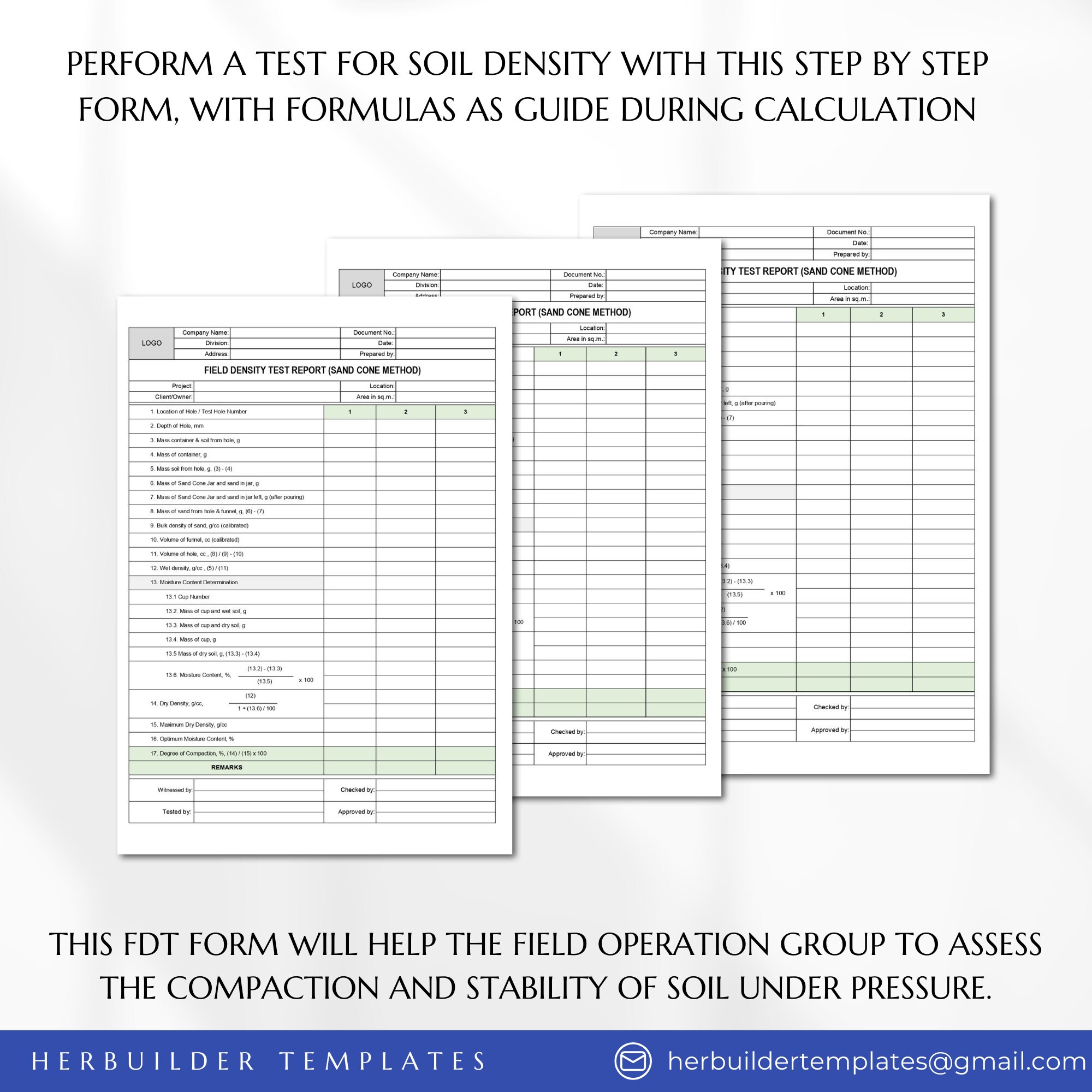 Field Density Test Report, Sand Cone Method Test, Soil Density ...