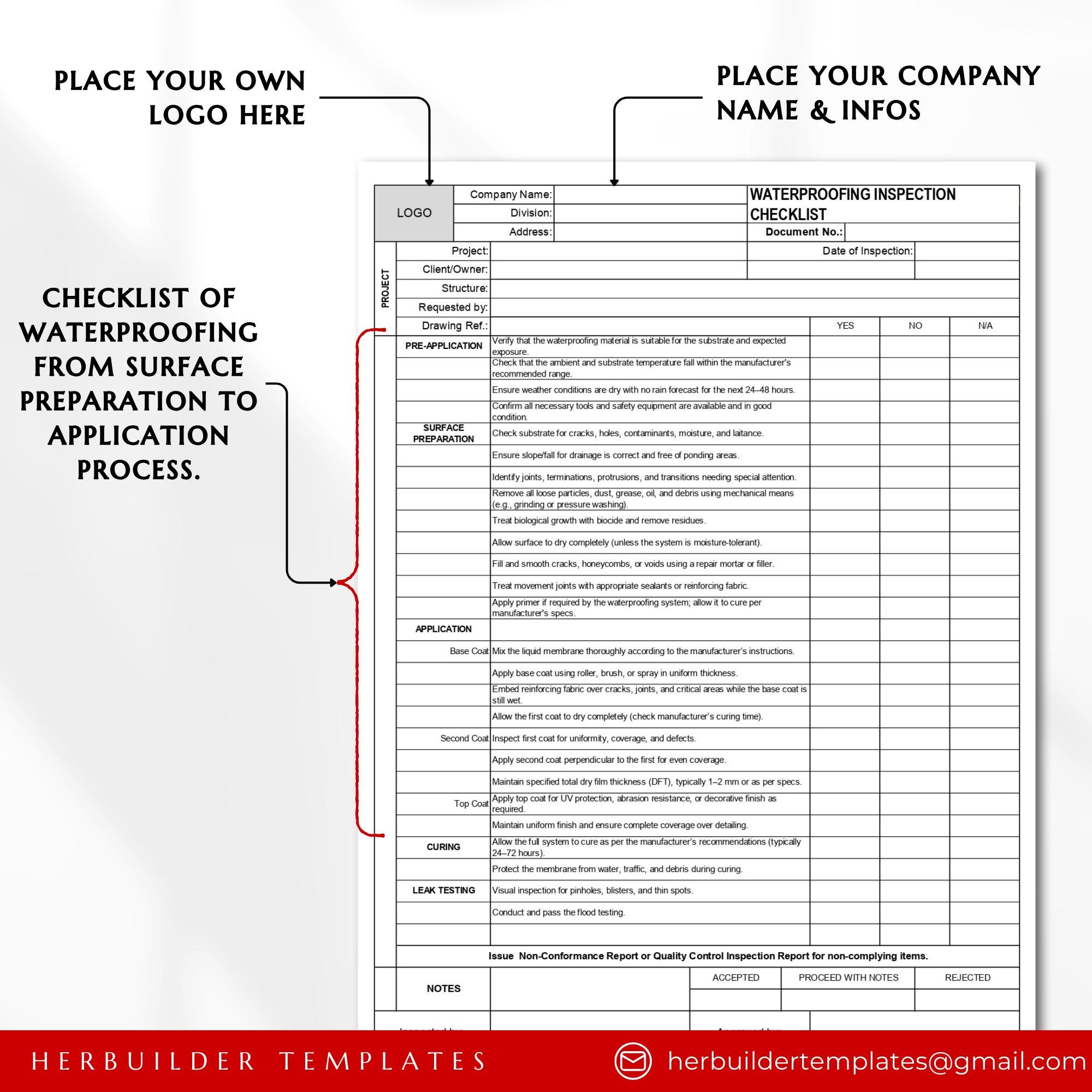 Waterproofing Inspection Checklist, Liquid Waterproofing Report ...