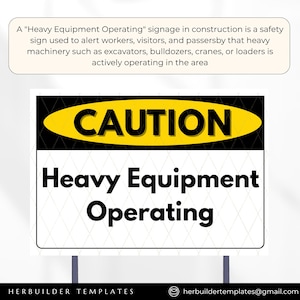Heavy Equipment Operating Signage, Site Safety Signage, Heavy Equipment ...