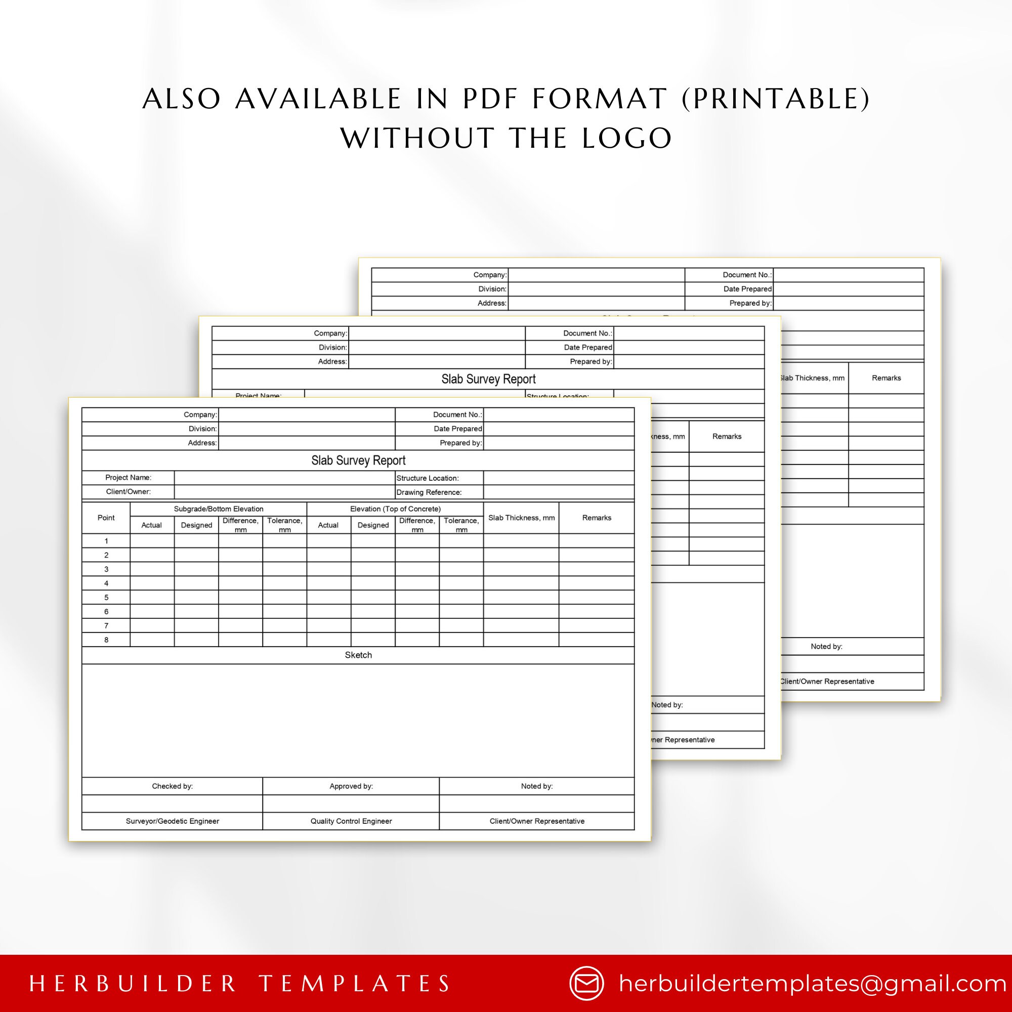 Survey Report Form for Slab, Survey Report for Slab on Grade and ...