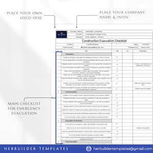 Construction Evacuation Checklist, Emergency Evacuation Procedure, Evacuation Plan, Construction ...