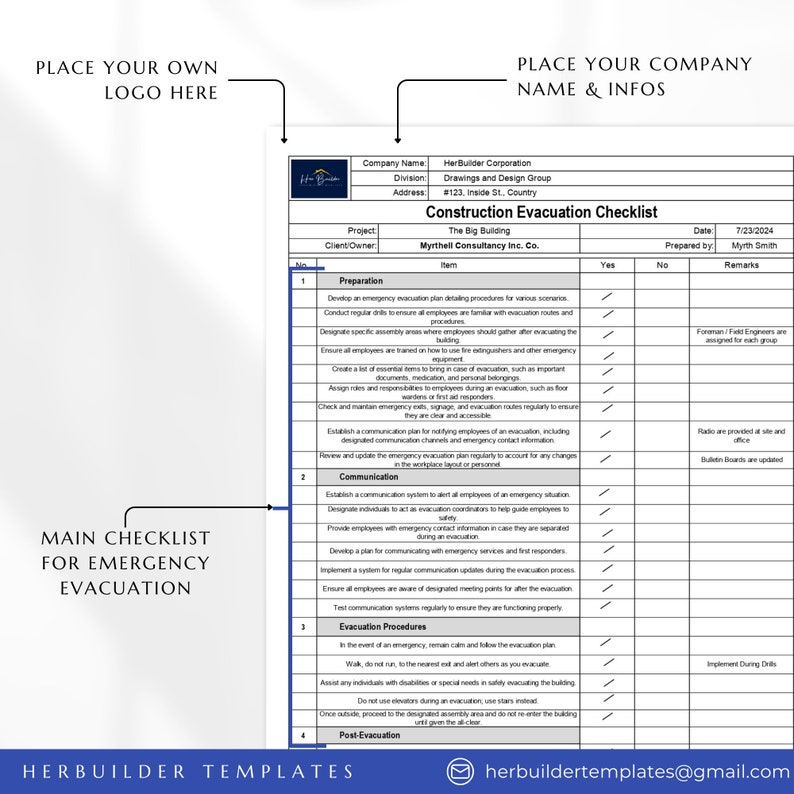 Construction Evacuation Checklist, Emergency Evacuation Procedure ...