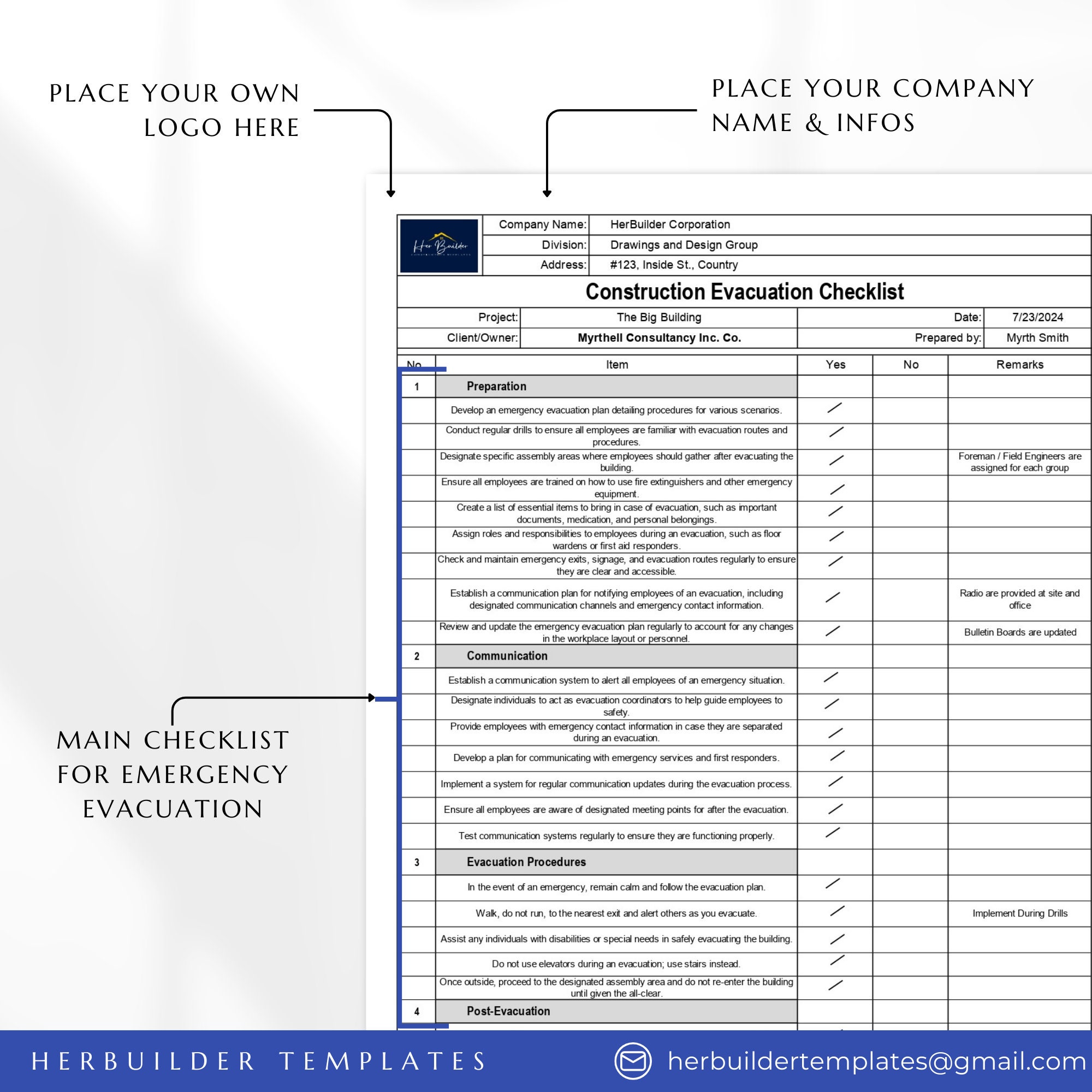 Construction Evacuation Checklist, Emergency Evacuation Procedure ...