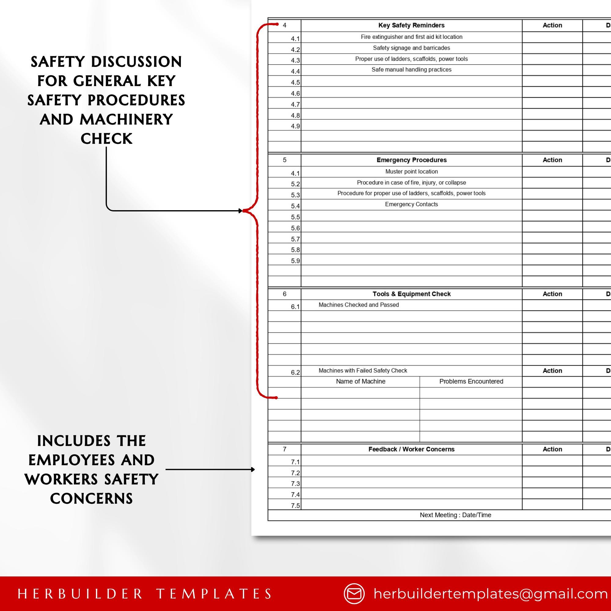 Safety Meeting Template, Safety Minutes of Meeting, Construction ...
