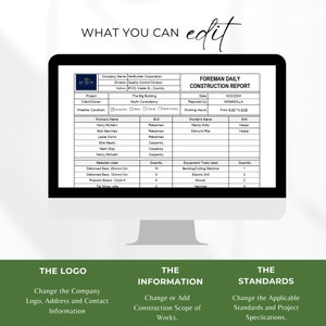 Foreman Daily Construction Report Form, Daily Site Report, Daily ...