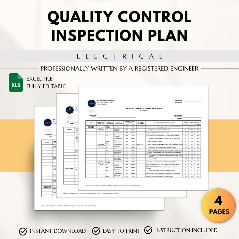 Quality Control Inspection Plan Template for Electrical Works ...