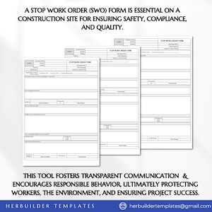 Stop Work Order Form, Construction Stop Work Order Form, Safety Form ...