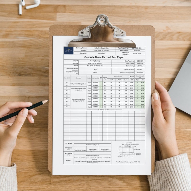 Concrete Beam Flexural Test Report Form, Three-point Loading Test of ...