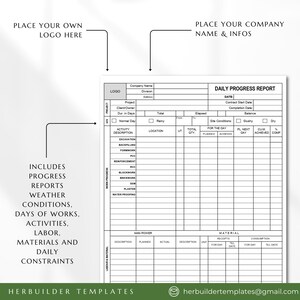 Construction Daily Progress Report Form, Daily Construction Work ...