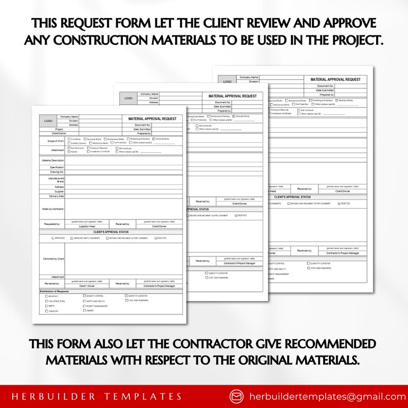 Material Approval Request Form, Construction Material Approval Form ...