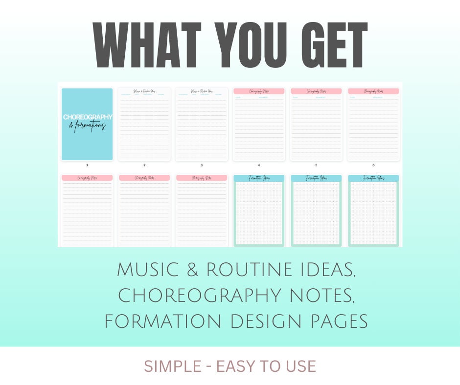 Printable Choreography Planner - Get Your Choreography Organised! - Etsy