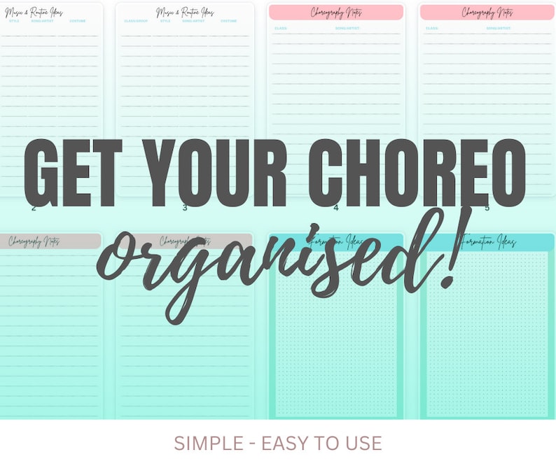 Printable Choreography Planner - Get Your Choreography Organised! - Etsy