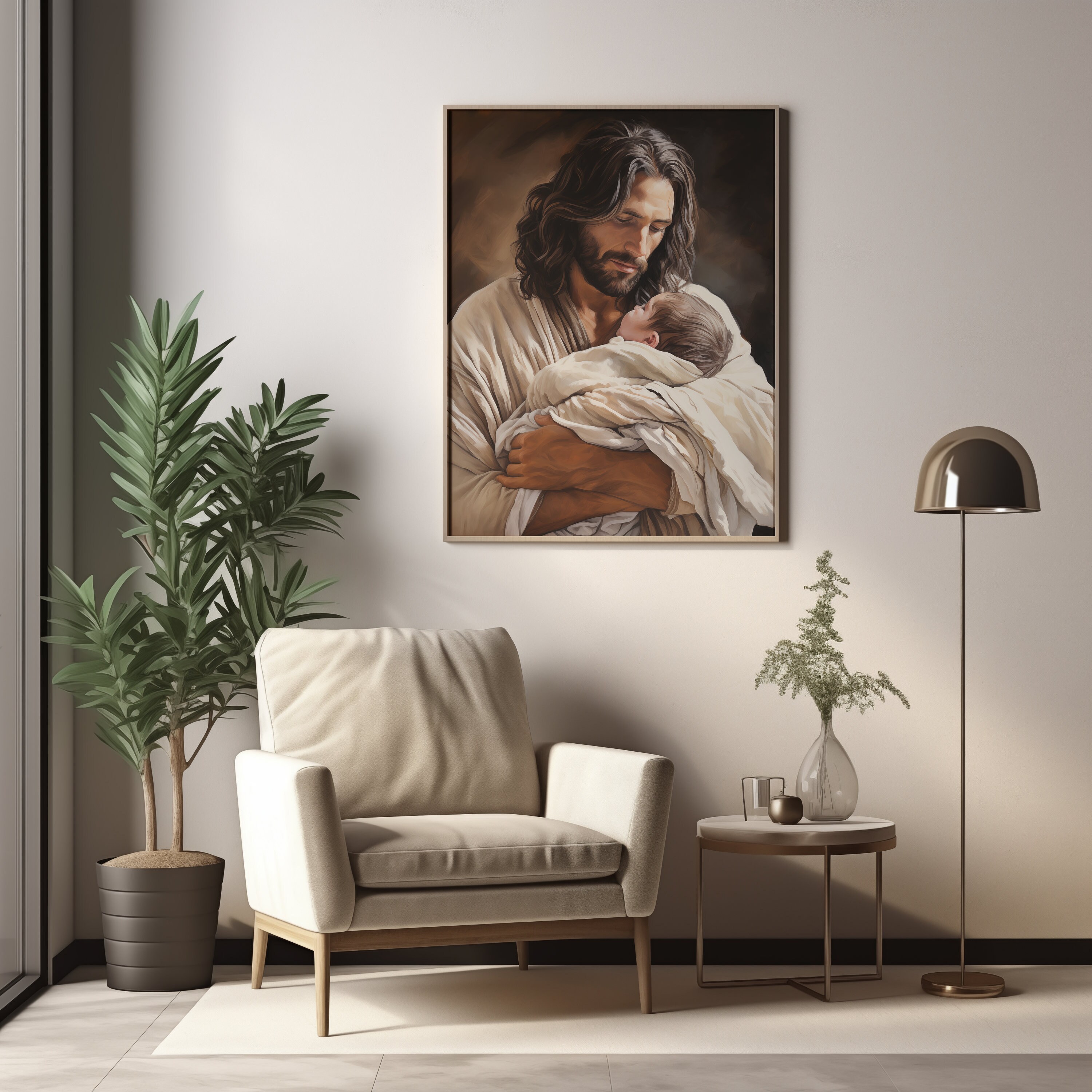 Abba Father Jesus Christ Digital Artwork Jesus Christ Holding Infant ...
