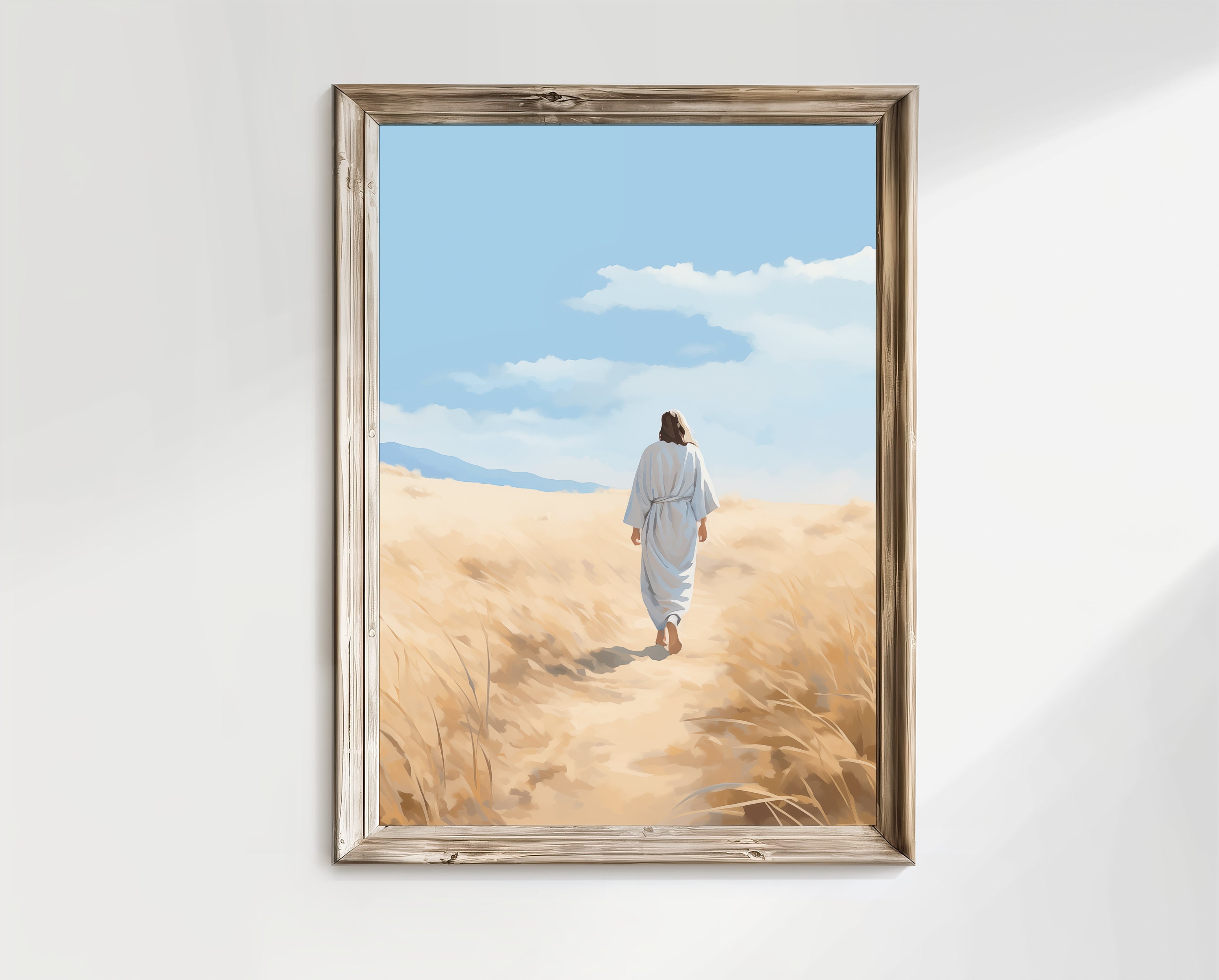 Jesus Walking Through Wheat Fields Harvest Time Jesus Christ Artwork ...