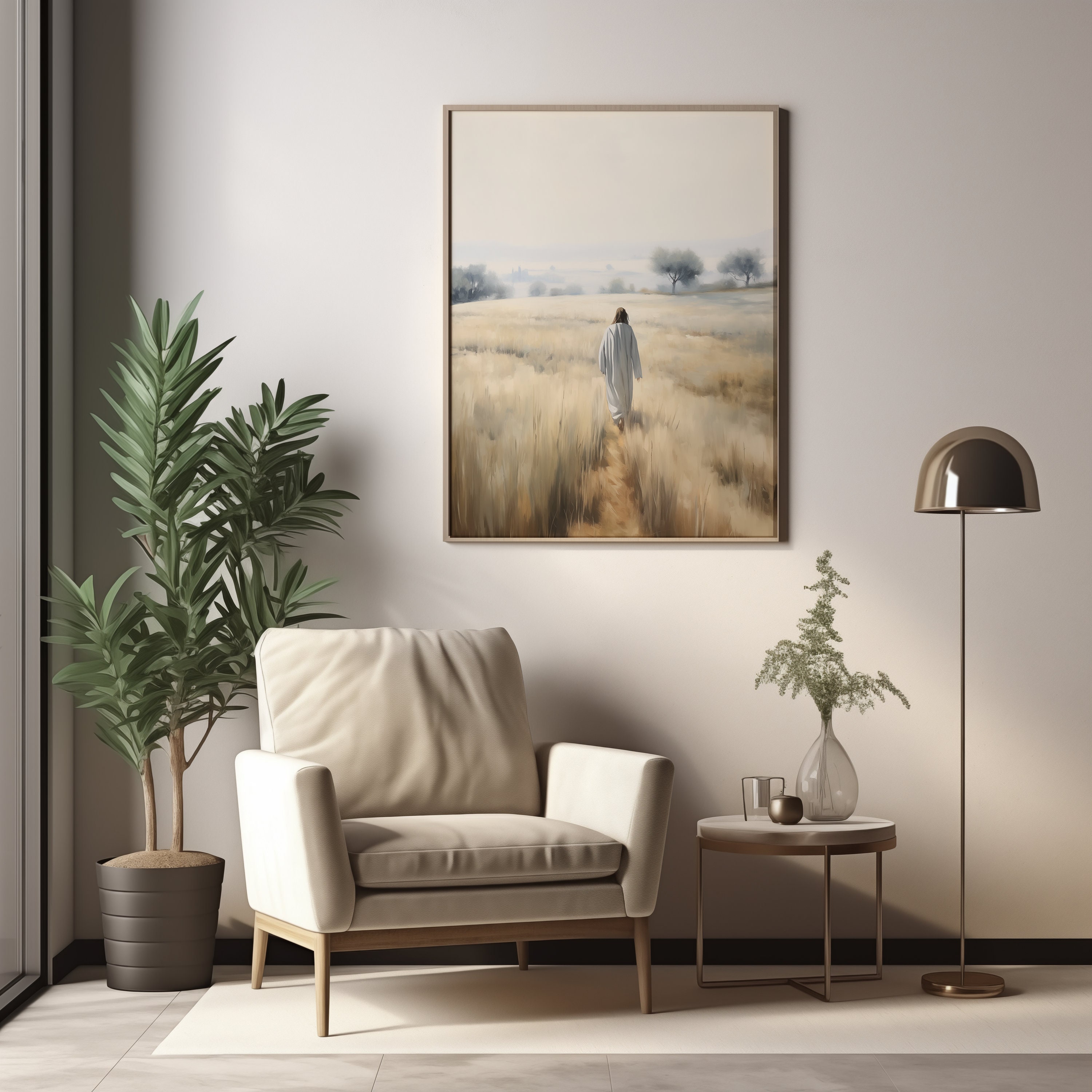 Jesus Walking Through Wheat Fields Harvest Time Jesus Christ Artwork ...