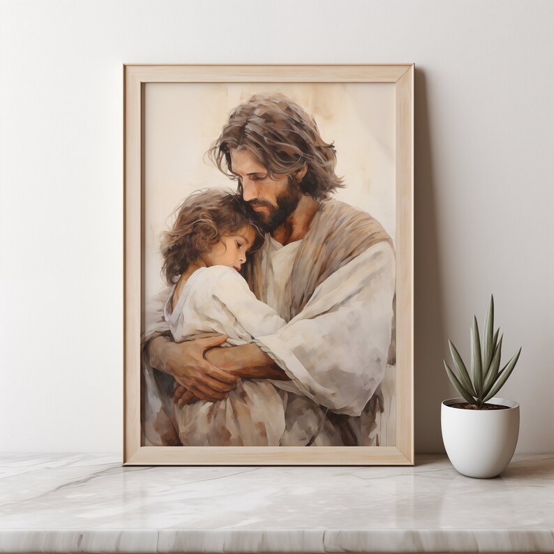 Jesus Embracing Young Boy Jesus Christ Art Digital Download Jesus ...
