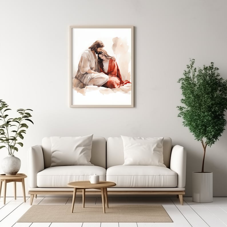 Jesus Christ Comforting Mary Magdalene Art Work Painting Poster Wall ...