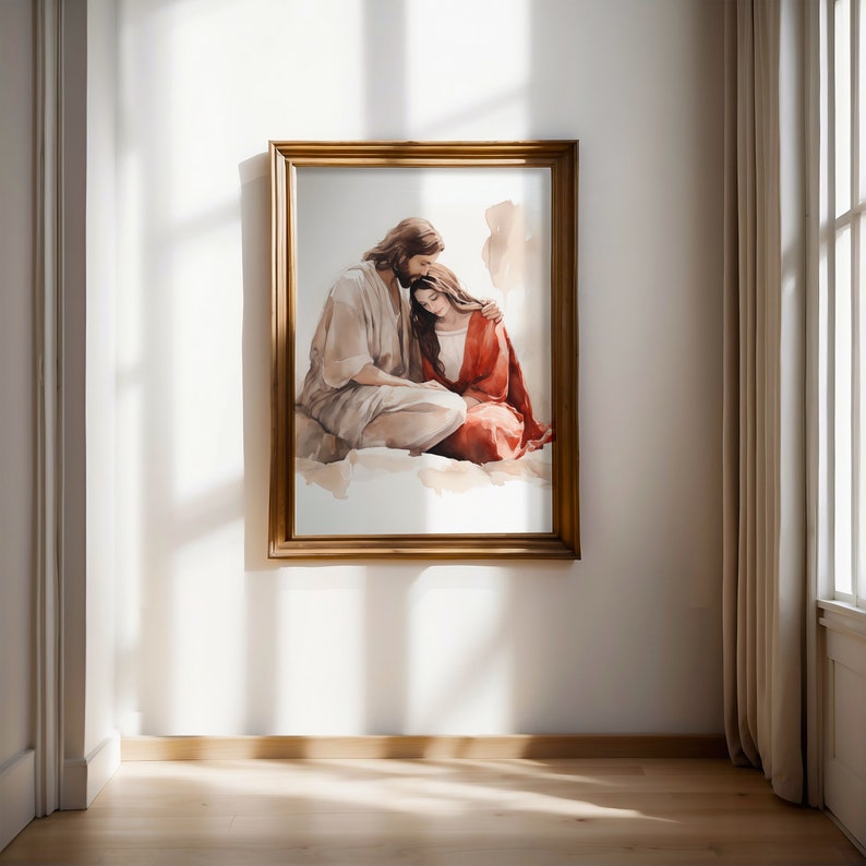 Jesus Christ Comforting Mary Magdalene Art Work Painting Poster Wall ...