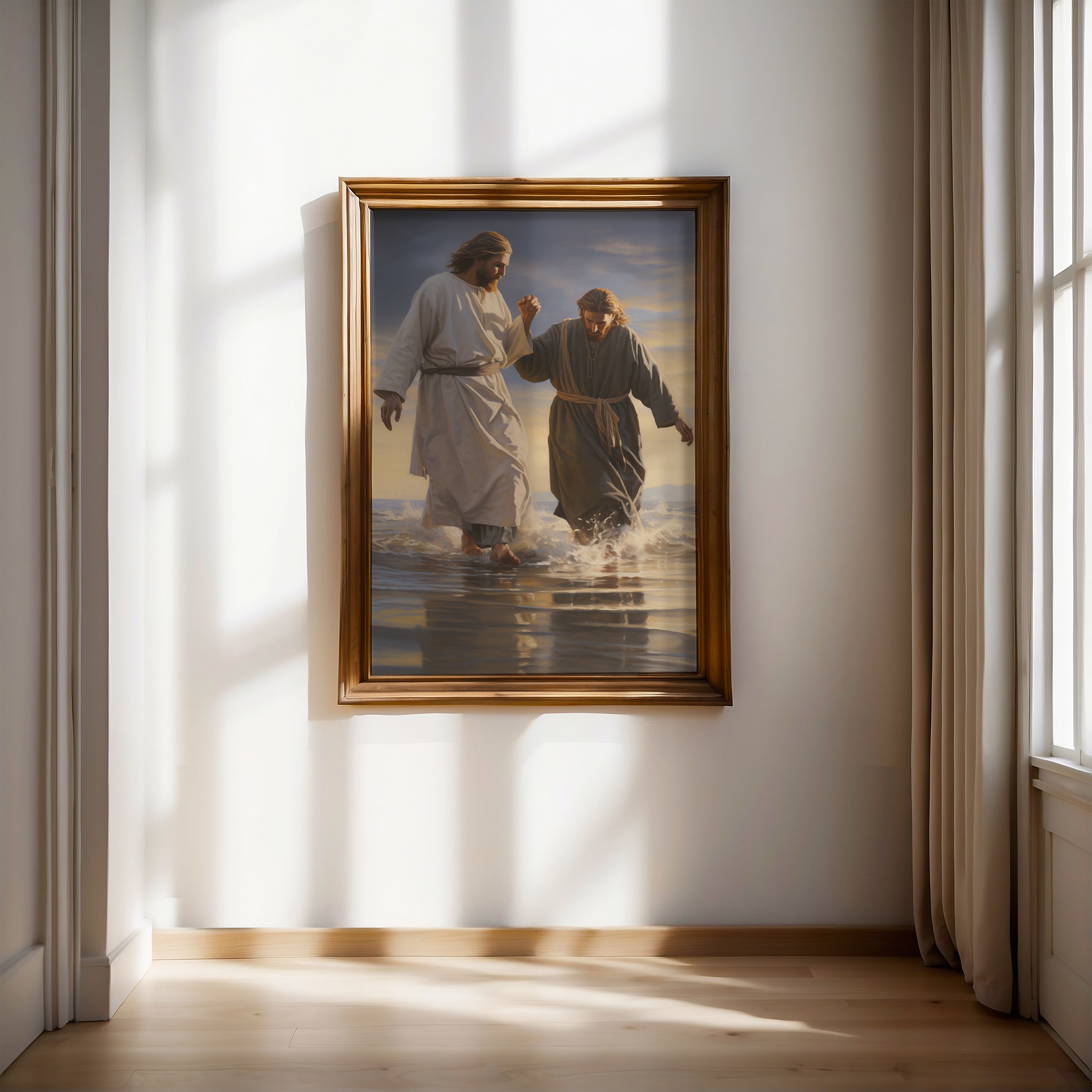 Jesus Christ Artwork Walking on Water Peter Poster Painting Print Bible ...